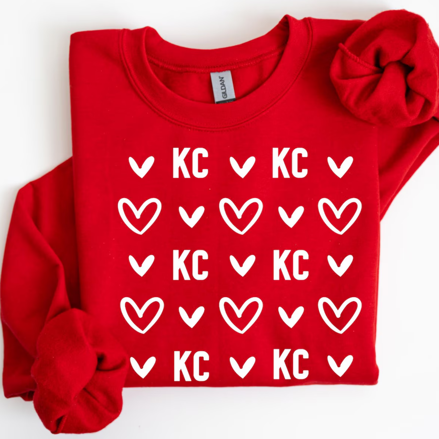 KC Heart Grid Red Shirt & Hoodie – Yellow or White Text – Hustle and ...
